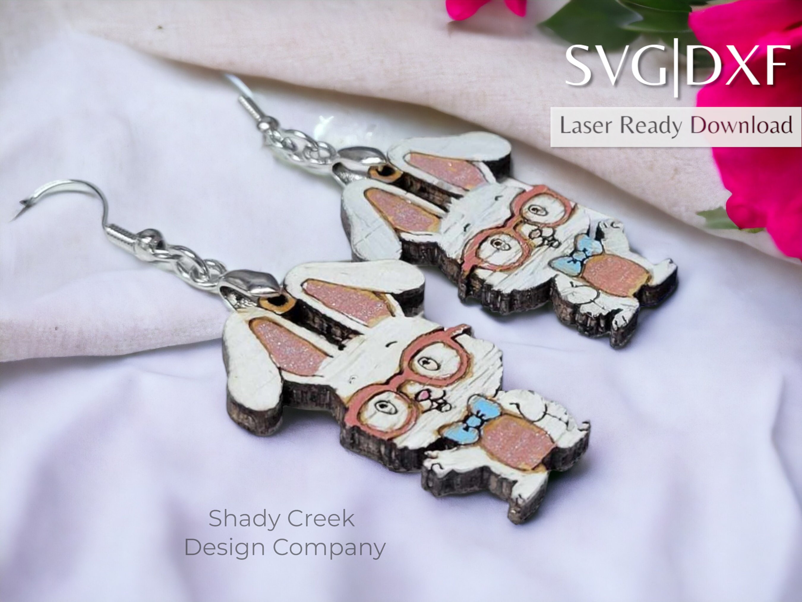 Hipster Bunny Dangle Earring Laser Cut File (SVG DXF) (digital Download ...