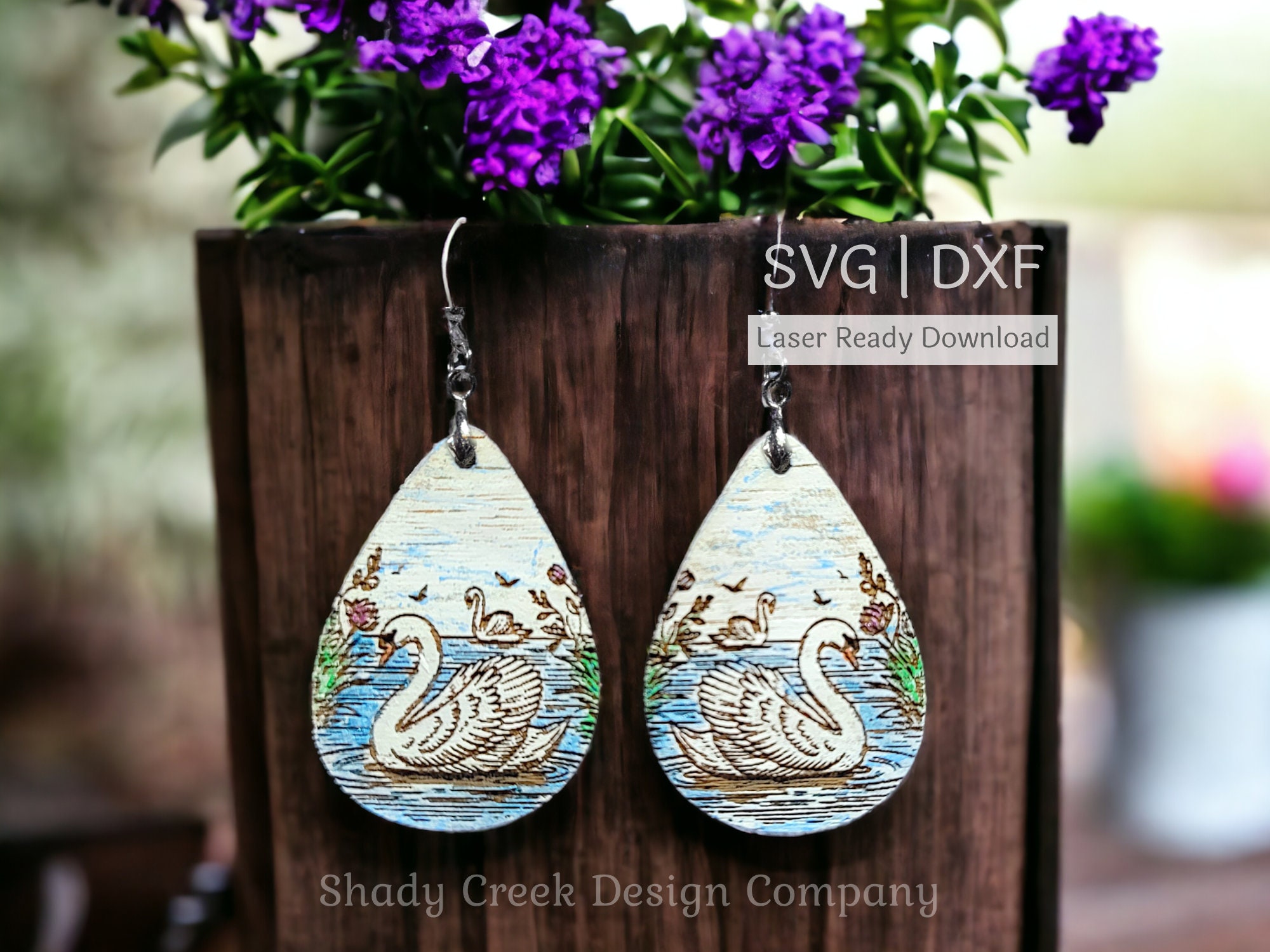 Swan Dangle Earring Laser Cut File Digital Download SVG and Dxf/swan Bird Dangle Earring Laser ...