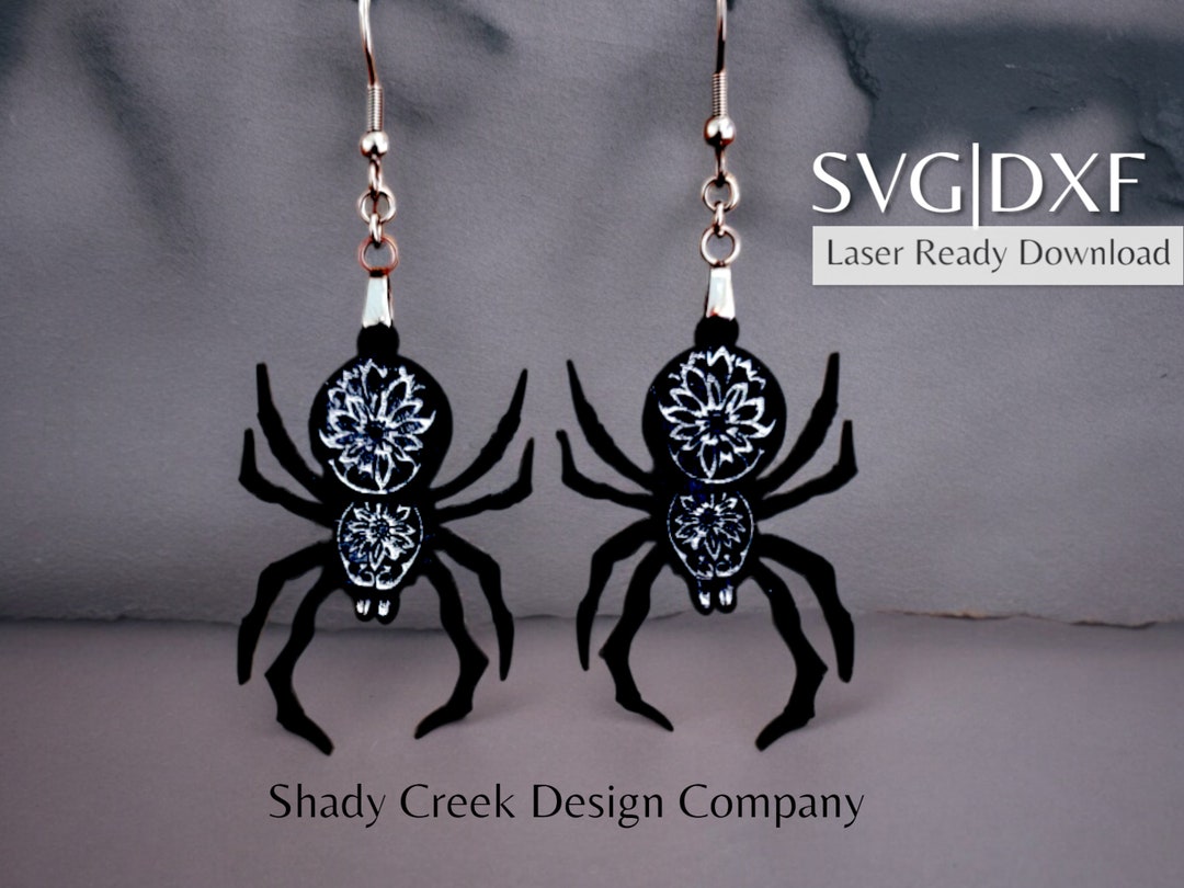 Spider Acrylic Dangle Earring File: Laser Cut SVG DXF (digital Download ...