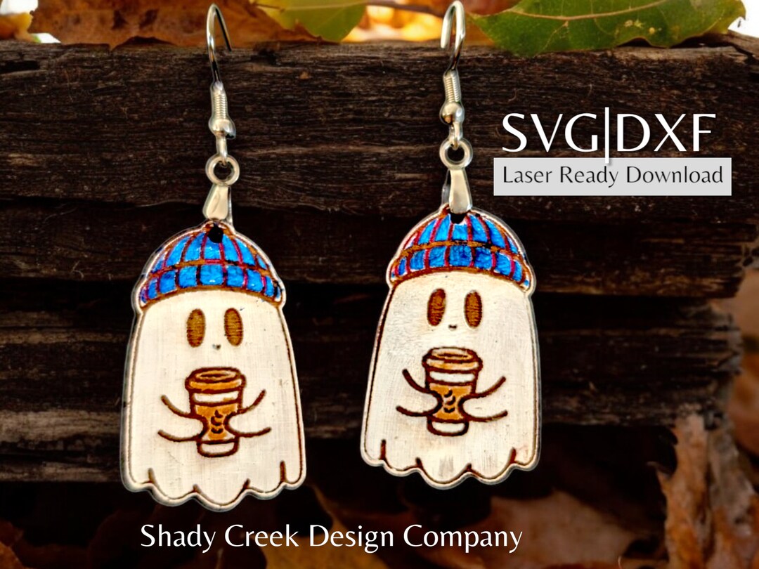 Pumpkin Spice Ghost Earrings SVG DXF File: Laser Cut Halloween Earrings ...