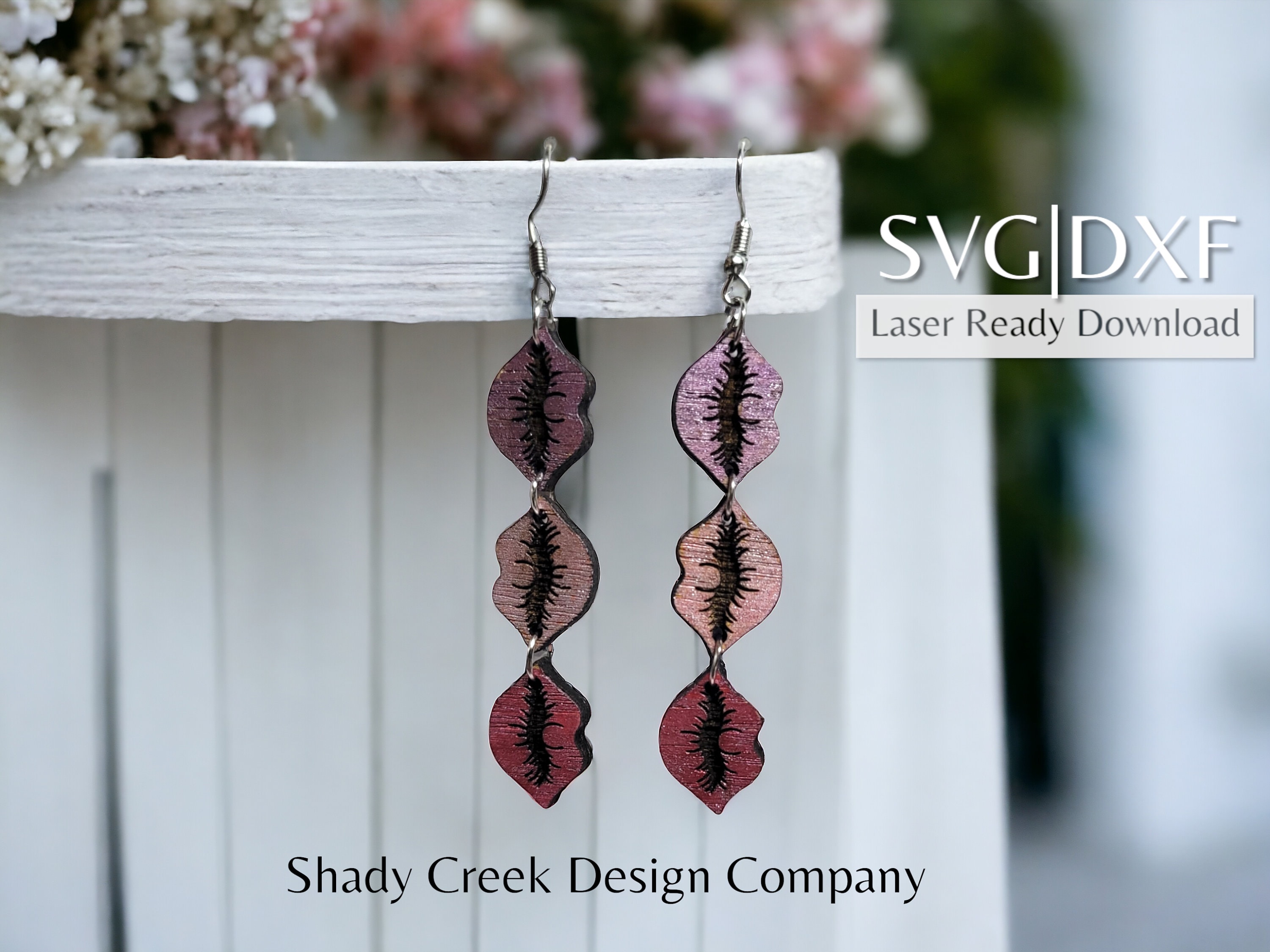 Lip Stacked Dangle Earring File for Laser Printer in SVG Dxf/laser Cut ...