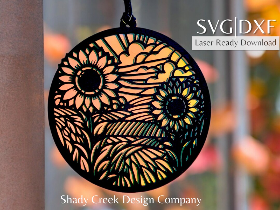 Sunflower Field Suncatcher Laser Cut File SVG DXF (digital Download) - Etsy