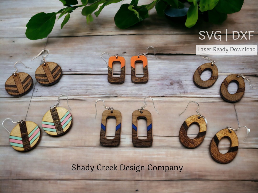 Simple Striped Dangle Earring File SVG for Laser Cutter/laser Cutting ...