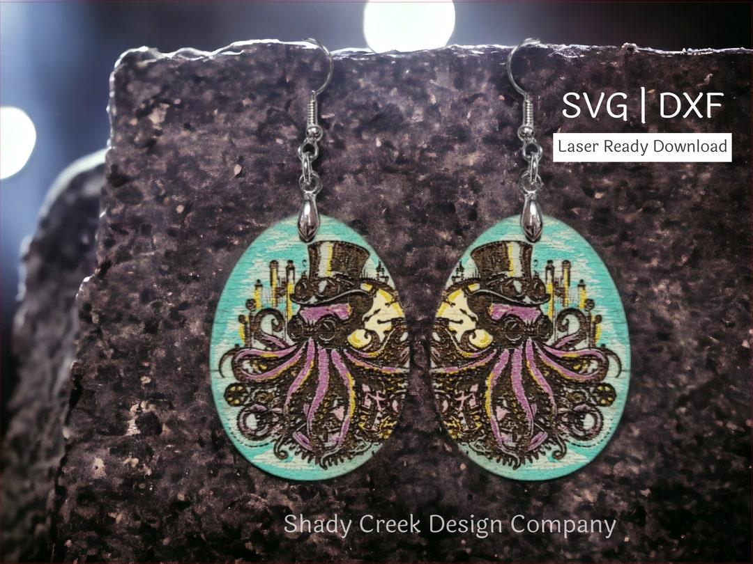 Steampunk Octopus Dangle Earring Laser Cut File in DXF and Svg ...
