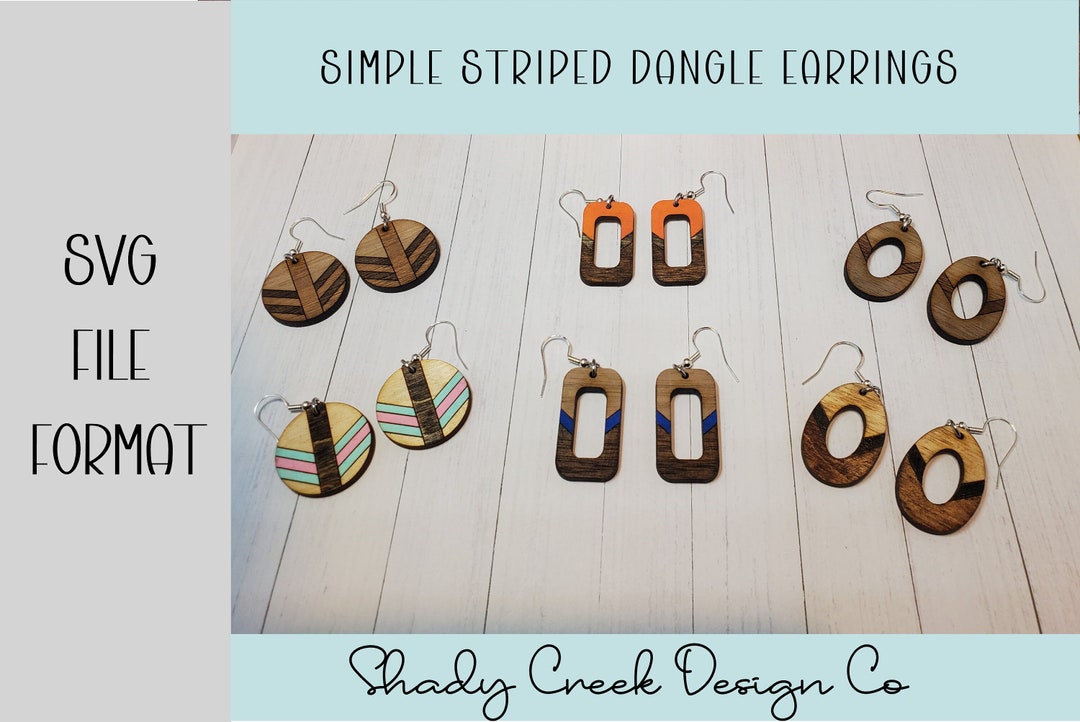Simple Striped Dangle Earring File SVG for Laser Cutter/laser - Etsy