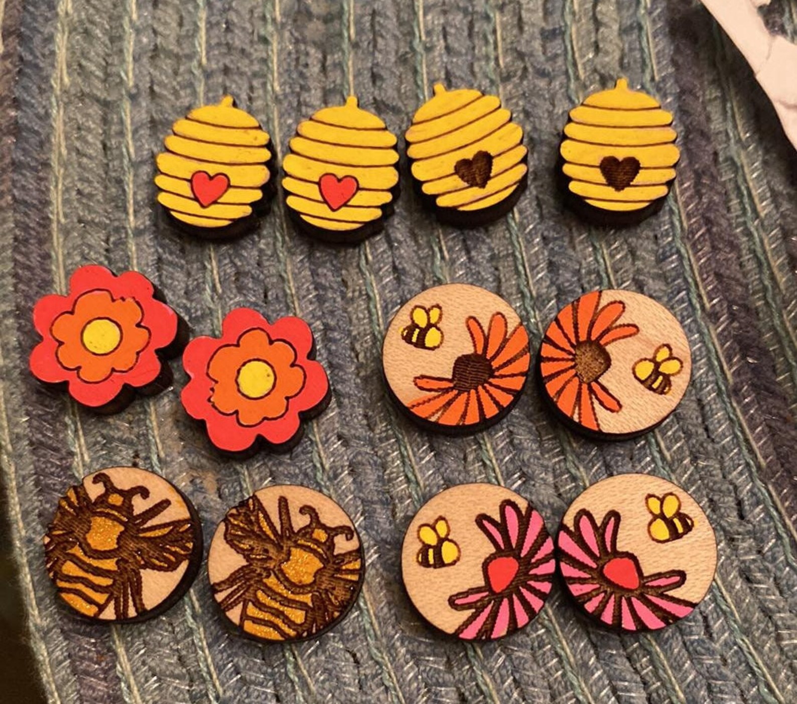 Spring Bundle of Stud Earring File for Laser Cutter in SVG and Dxf/bee Stud Earring/beehive Stud ...