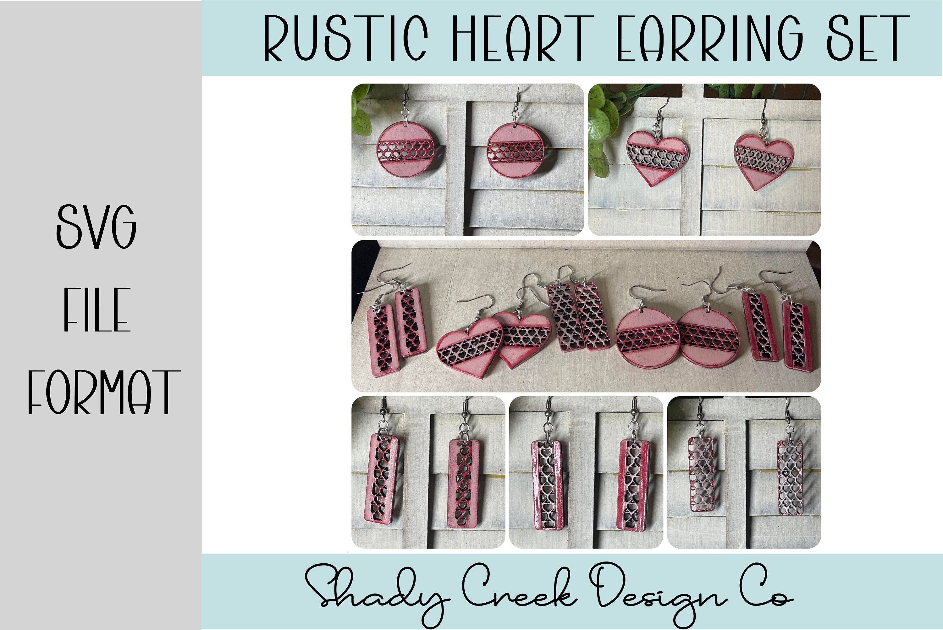 Rustic Heart Earring File for Laser/dangle Earring File - Etsy