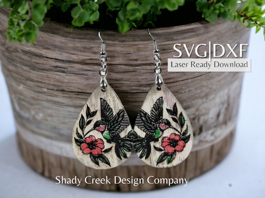 Hummingbird Dangle Earring Laser Cut File: SVG DXF (digital Download ...