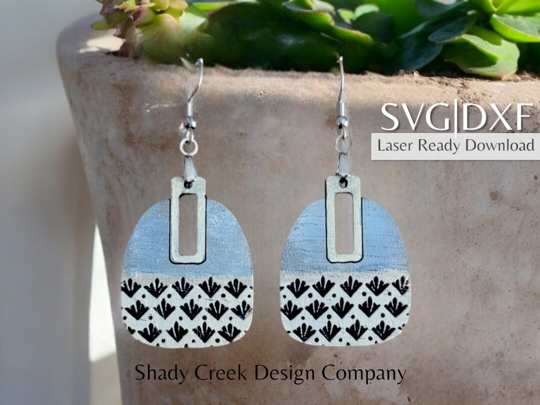 Elegant Laser Cutter File SVG Dxf/reverse Engrave Drop Earring/dangle ...
