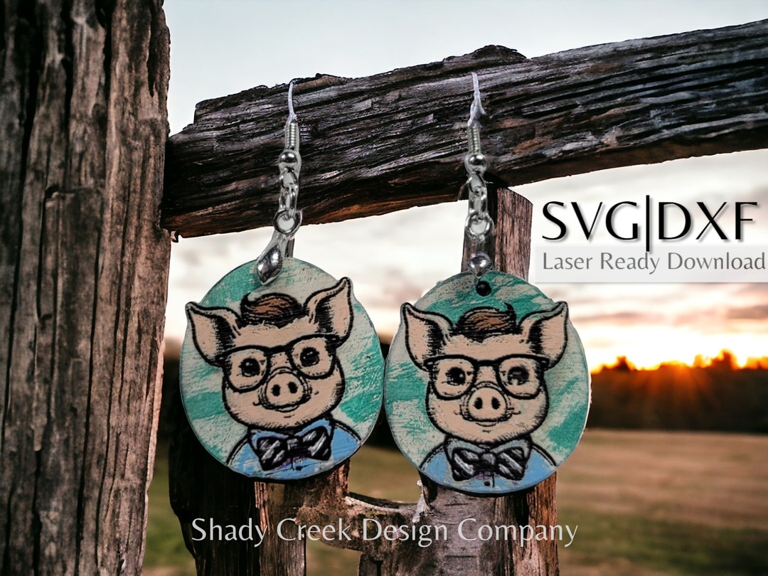 Dapper Pig Dangle Earring Laser File Svg/laser Cut File/earring Cut ...