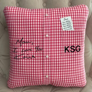 QUILT Block Patchwork Memory Pillow Made From Loved Ones Clothes Shirt Blouse Coat Pants Jeans ...