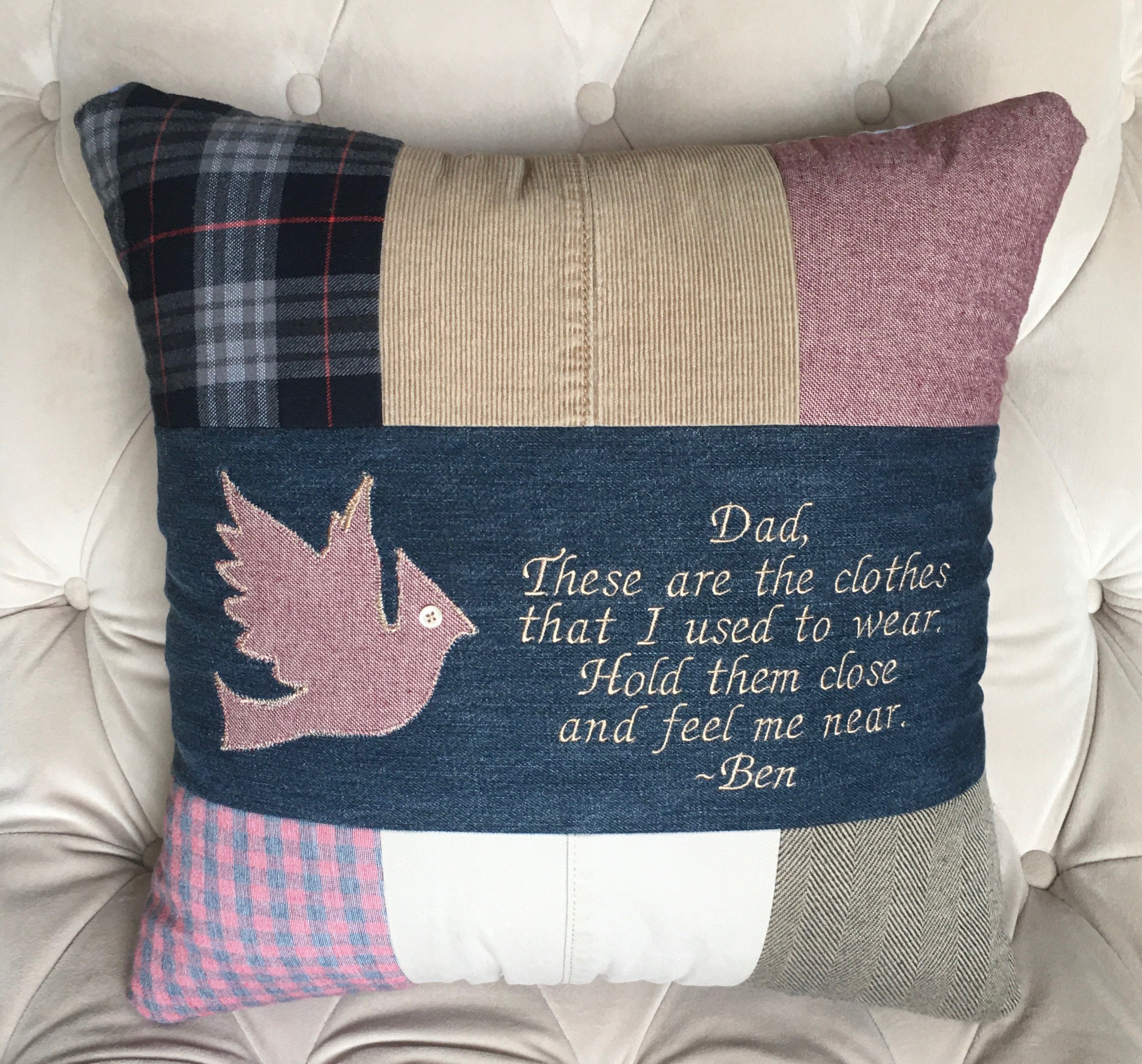 Dad Pillow in Loving Memory Pillow Made From Loved Ones | Etsy UK