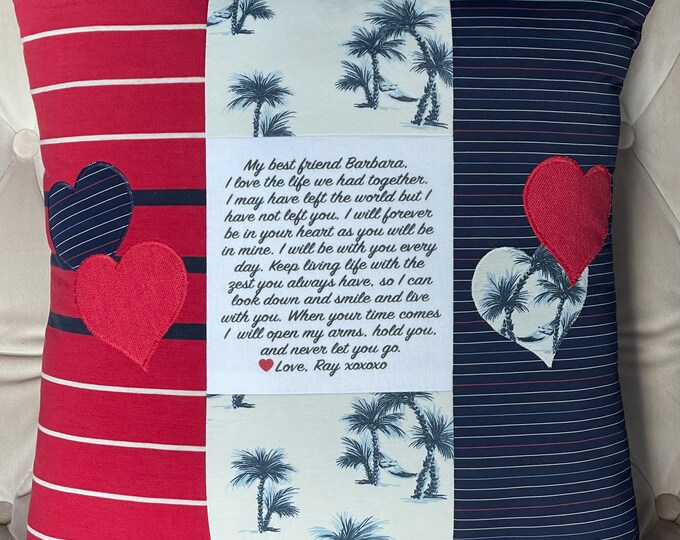 QUILT Block Patchwork Memory Pillow Made From Loved Ones Clothes Shirt Blouse Coat Pants Jeans ...