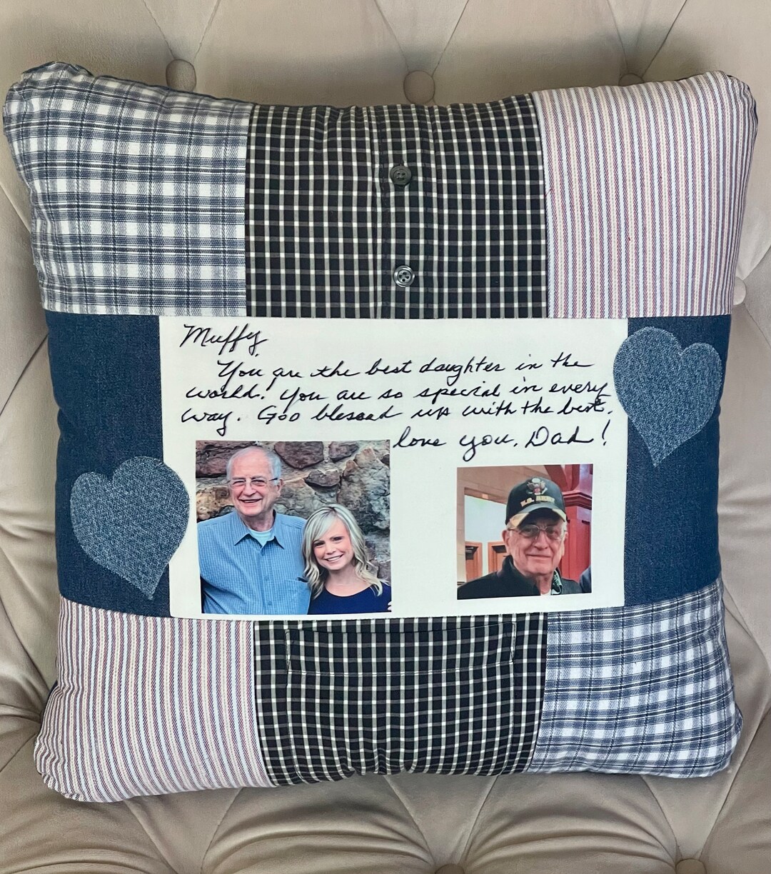 QUILT Block Patchwork Memory Pillow Made From Loved Ones - Etsy