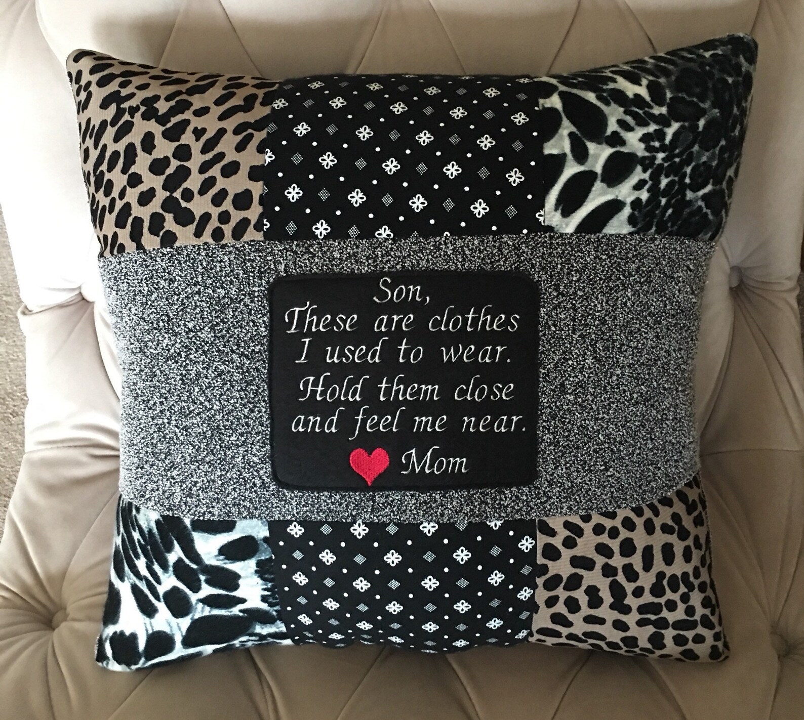 QUILT Block Patchwork Memory Pillow Made From Loved Ones - Etsy