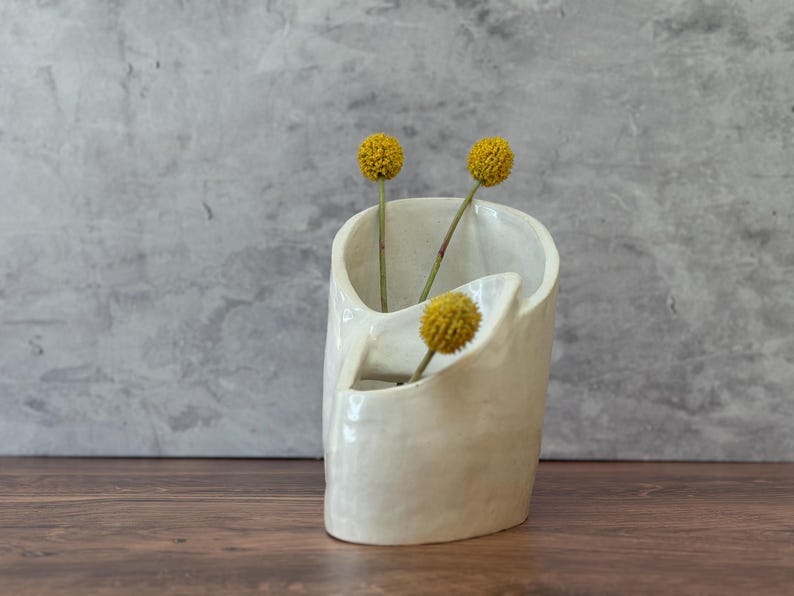 Handmade Sculptural Wave Vase – Modern Ceramic Art Vase | Minimal ...