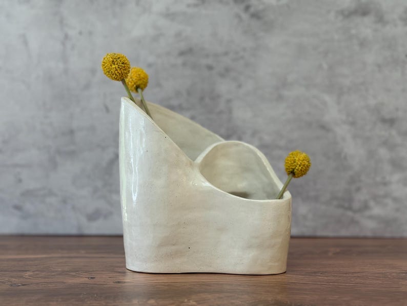 Handmade Sculptural Wave Vase – Modern Ceramic Art Vase | Minimal ...