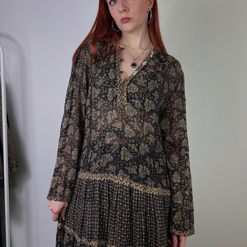 Vintage 1970s Cotton Maxi Dress by Phool - Etsy