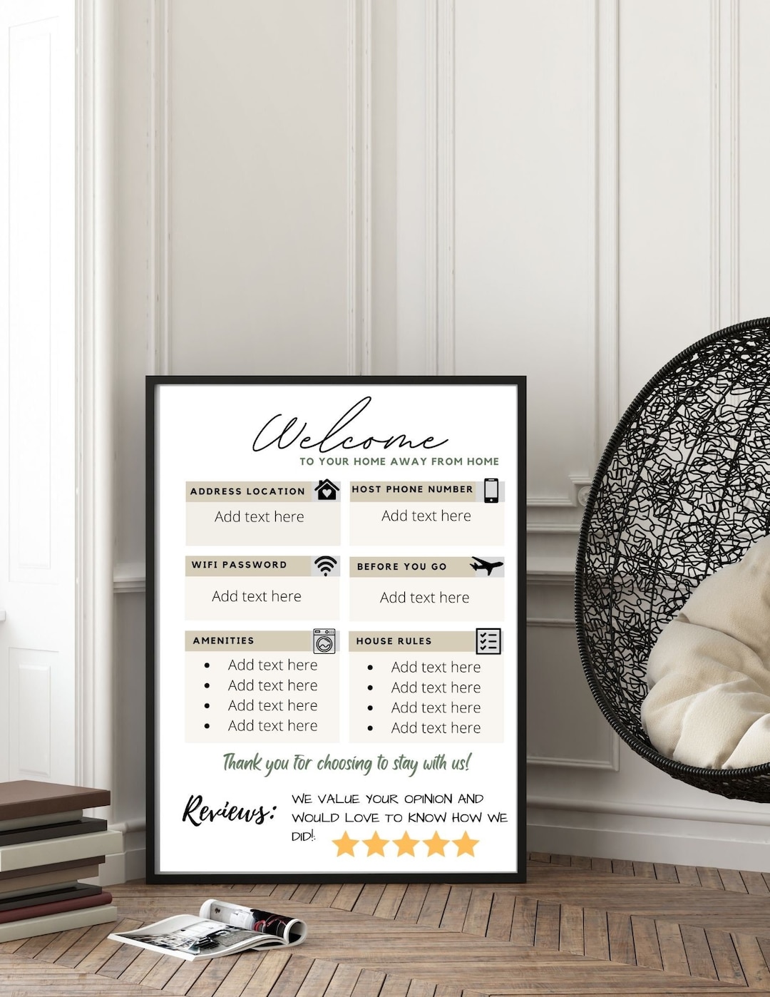 Printable Welcome Info for Airbnbs and Vacation Rentals, Editable ...
