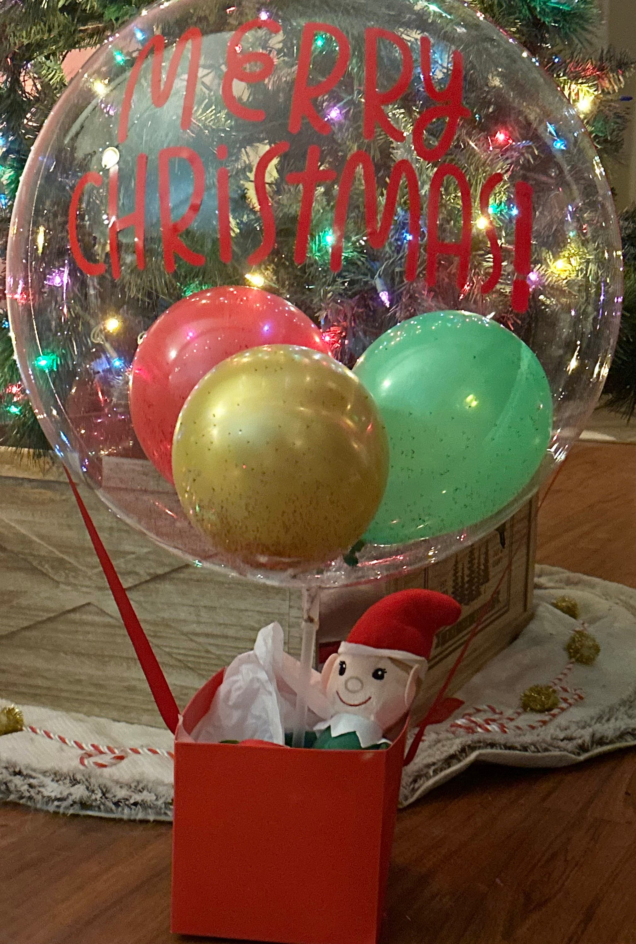 Personalized ELF W/balloon & Letter, 20 In"hot Air Balloon Style" W ...