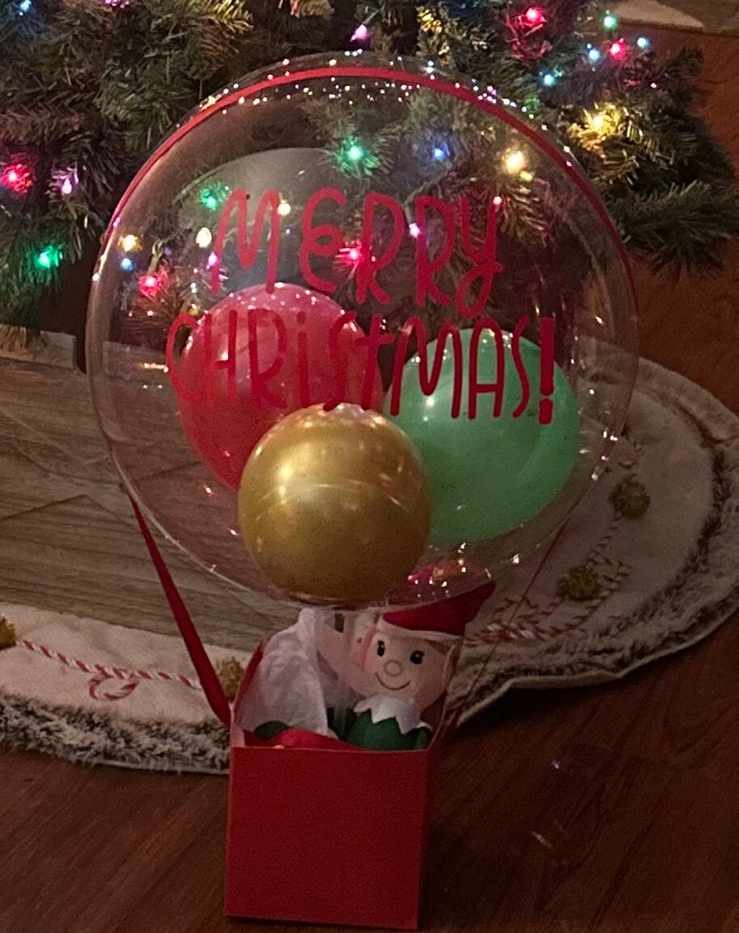 Personalized ELF W/balloon & Letter, 20 In"hot Air Balloon Style" W ...