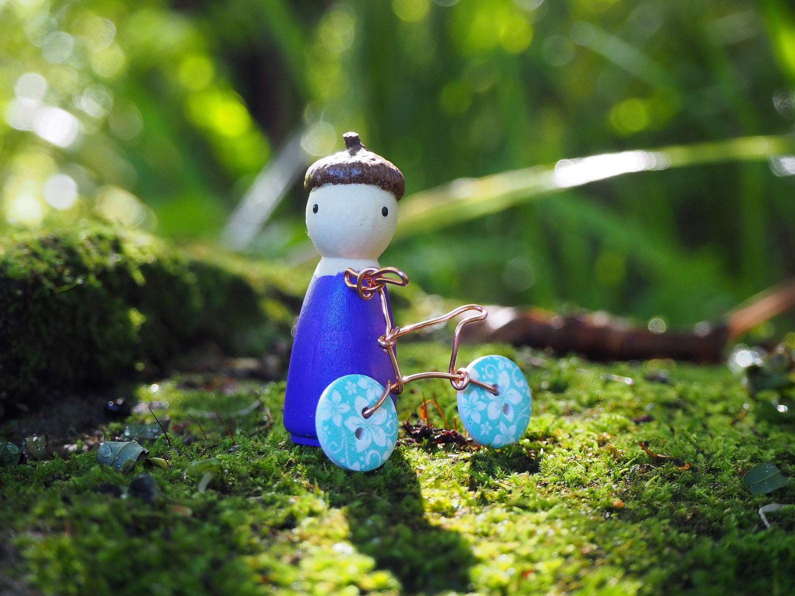Flower Fairy Bicycle, Miniature Wire and Button Bicycle, Fairy Garden ...
