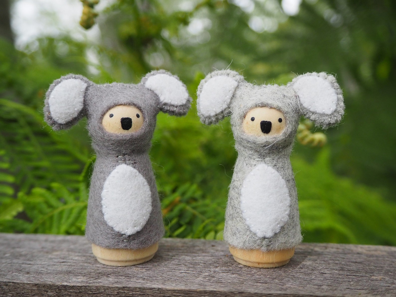 Koala Peg Doll Choice of 2 Colours Wood & Wool Felt Doll - Etsy