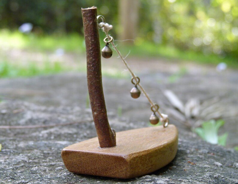 Wooden Fairy Sailboat Ornamental Miniature Boat with Bells | Etsy