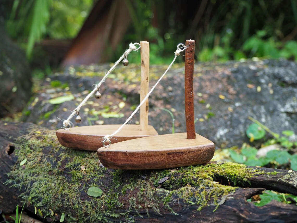 Wooden Fairy Sailboat Ornamental Miniature Boat With Bells - Etsy