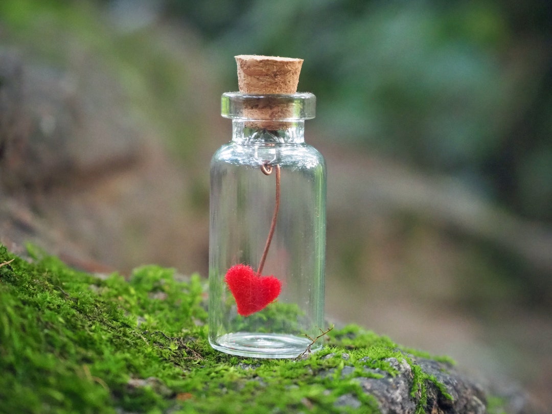 Heart in a Jar, Bottle of Love, Sending Love, Fairy Garden Accessory ...