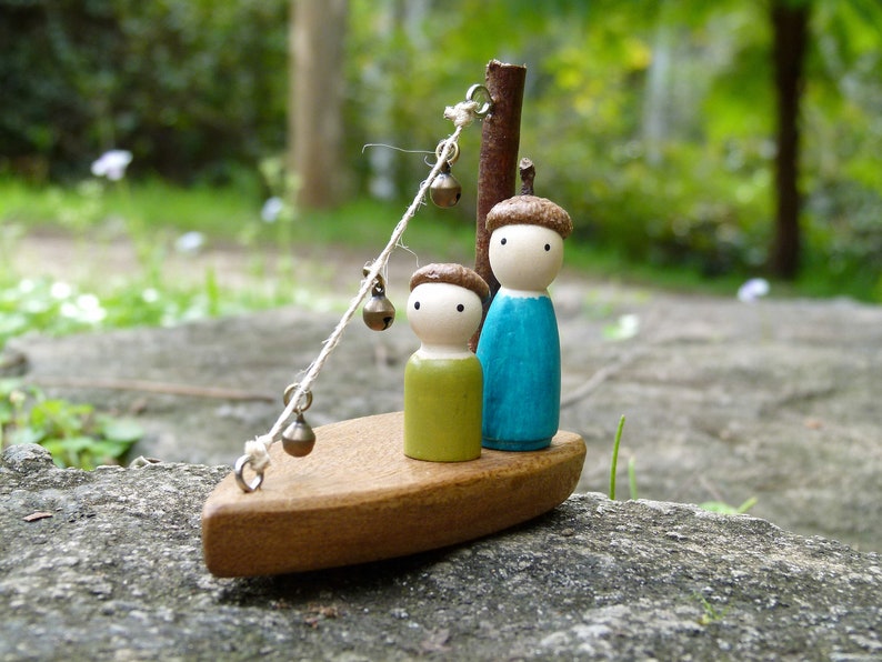 Wooden Fairy Sailboat Ornamental Miniature Boat with Bells | Etsy