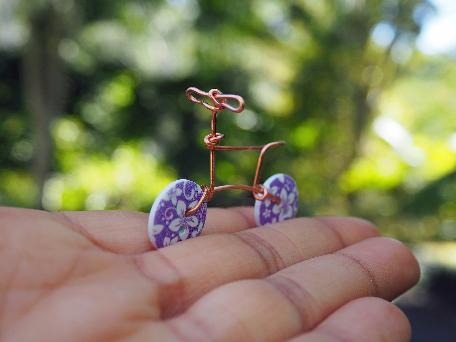 Flower Fairy Bicycle, Miniature Wire and Button Bicycle, Fairy Garden ...