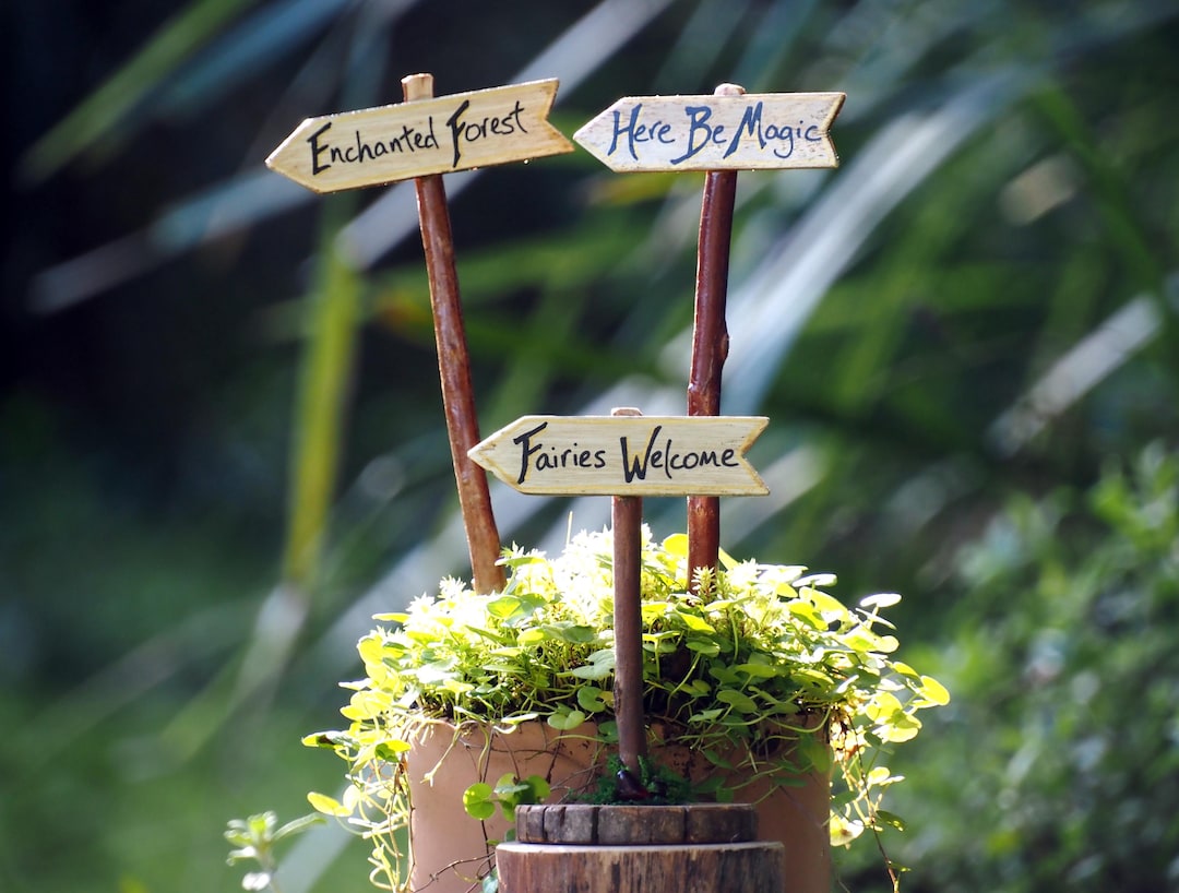 Rustic Twig Fairy Garden Sign, Enchanted Forest Decor - Etsy