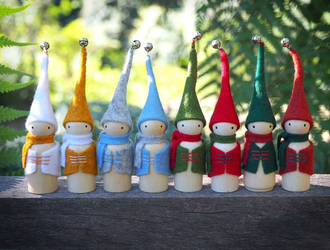 Winter Gnome, Christmas Elf, Wood and Wool Felt Gnome, Choose From 8 ...