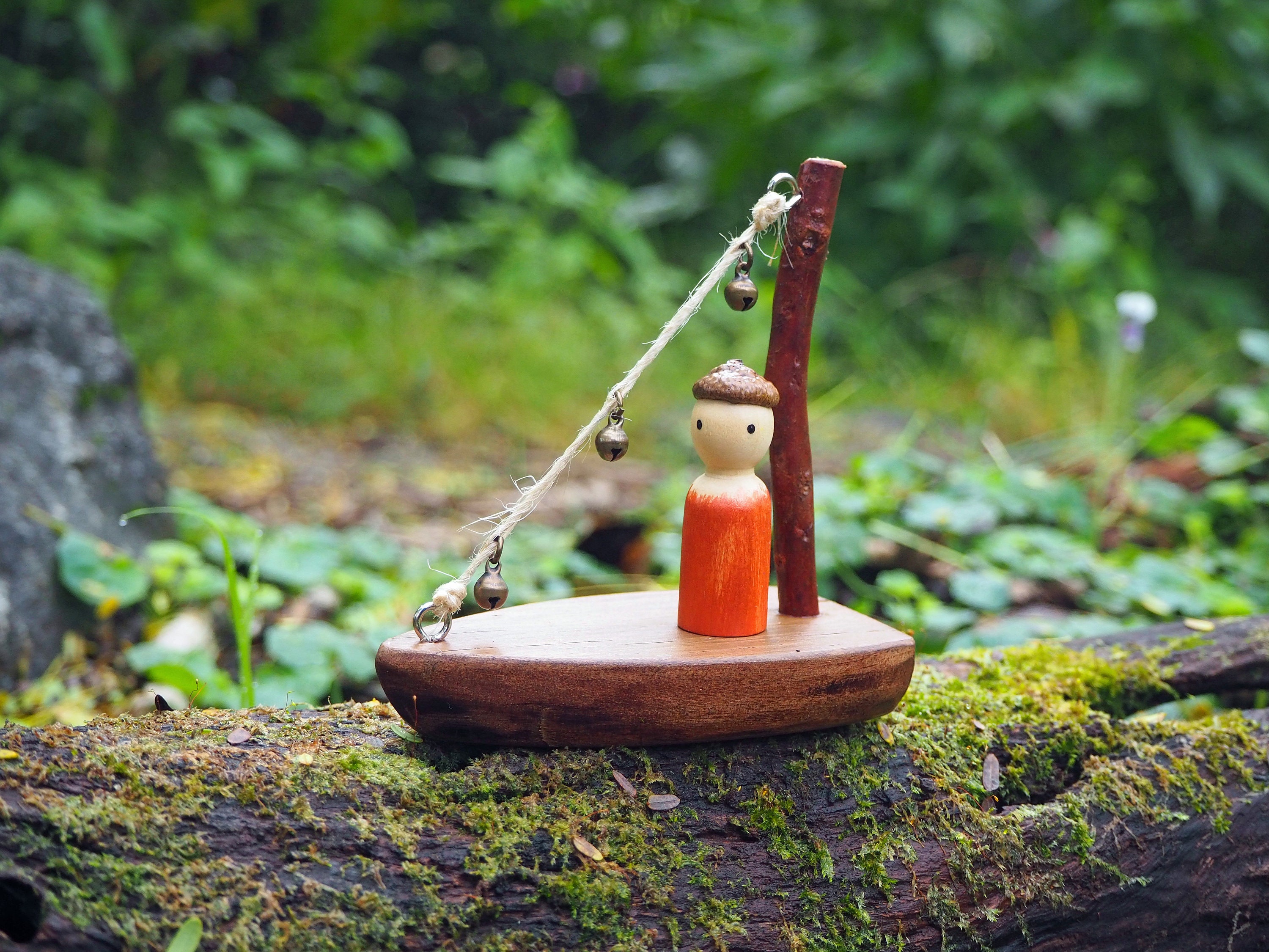 Wooden Fairy Sailboat Ornamental Miniature Boat With Bells | Etsy
