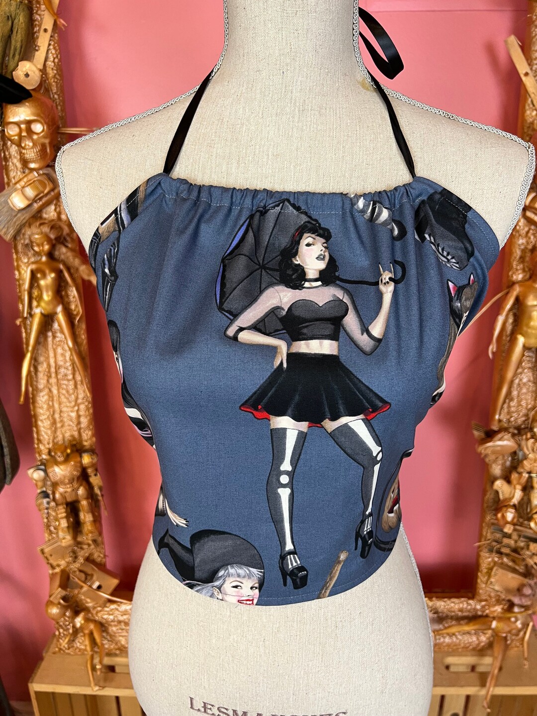 Alt Goth Aesthetic Cropped Halter Top, Gothic Top, Halloween Top ...