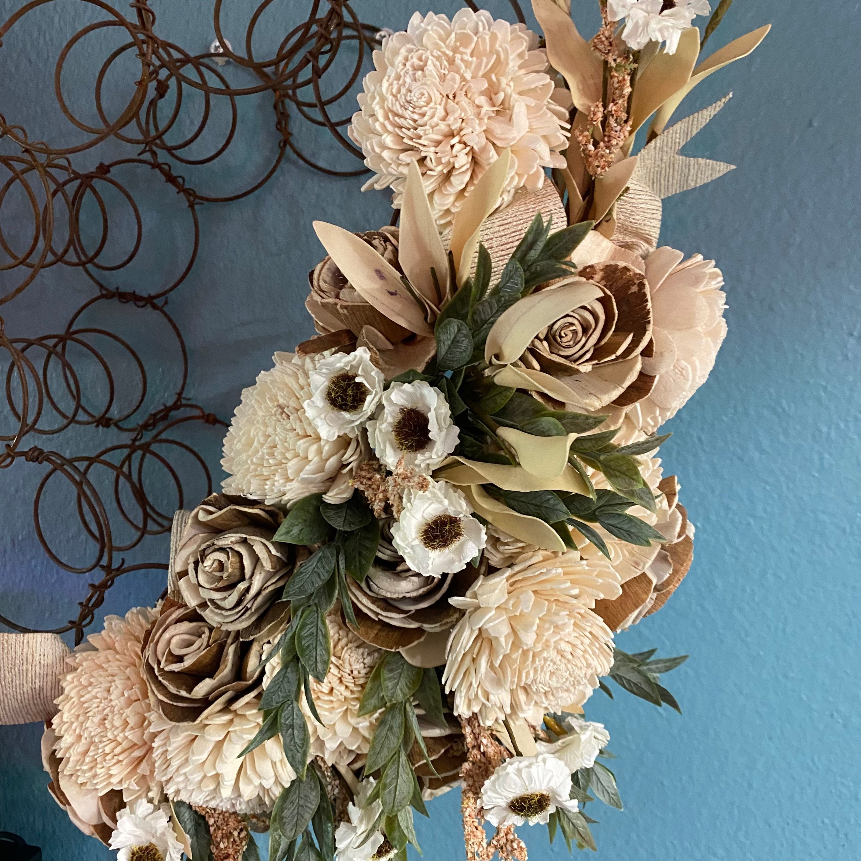 Bed Spring Wreath, Wood Flowers Bedspring Wreath - Etsy