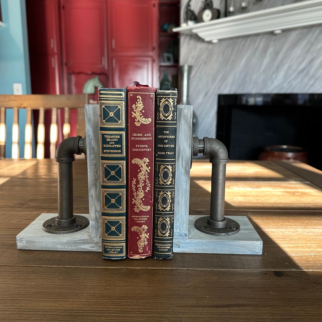 Industrial Pipe Bookends, Book Ends, Decorative Book Holders, Hand ...