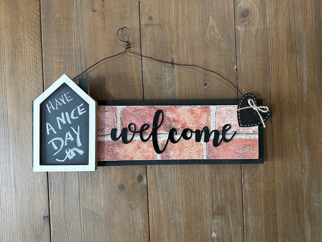 Farmhouse Sign, Welcome, Handmade Sign With Chalk Board for Messages ...