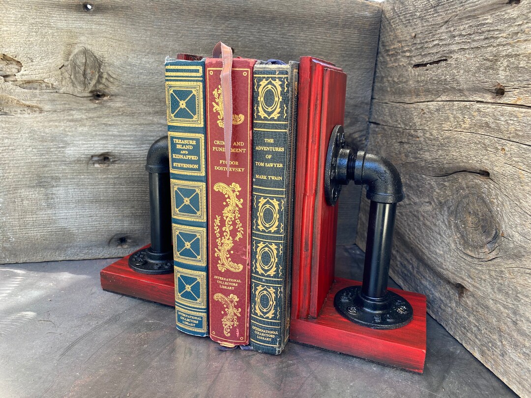 Industrial Pipe Bookends, Book Ends, Decorative Book Holders, Hand ...