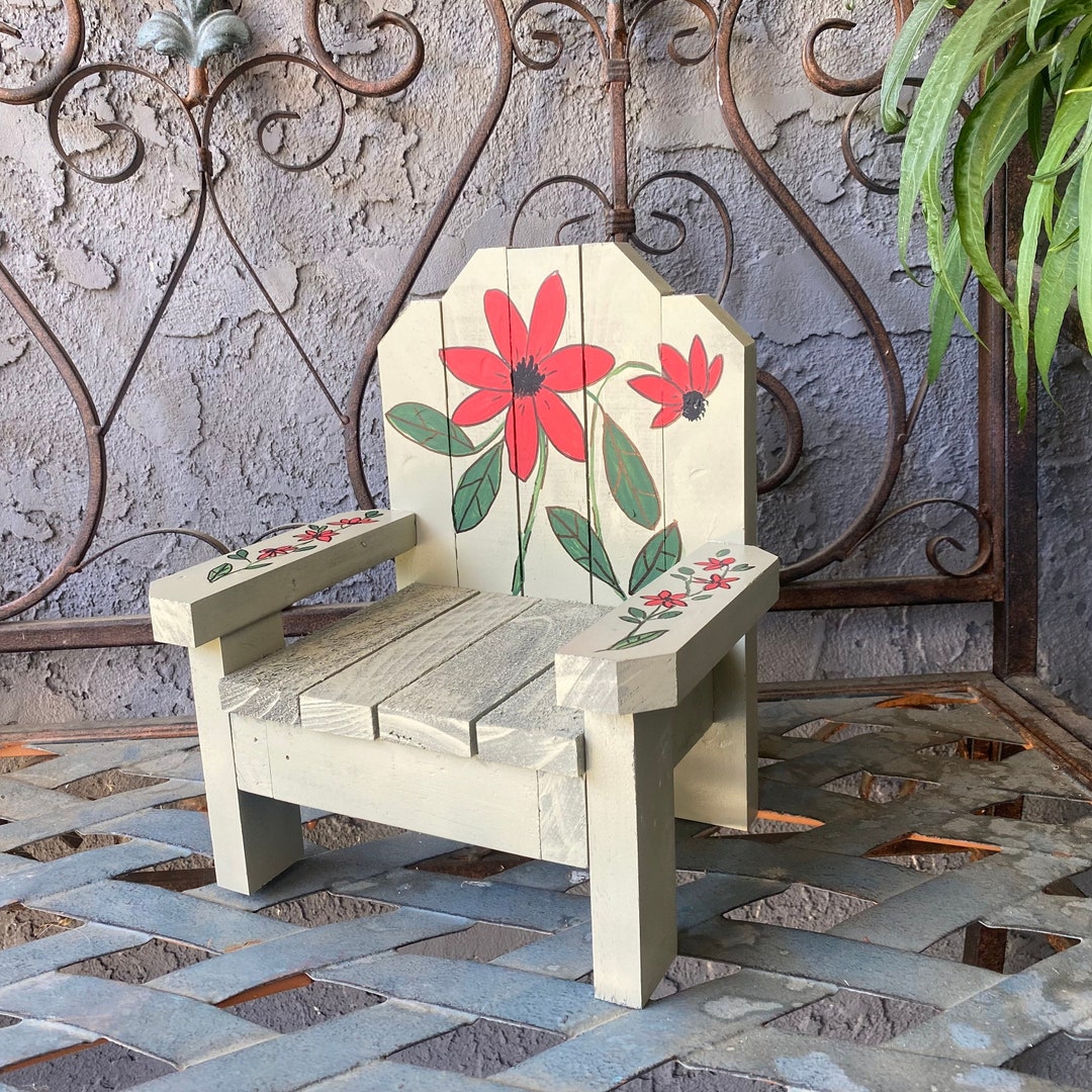 Miniature Adirondack Chair Wooden Garden Mini Chair Hand Painted With ...