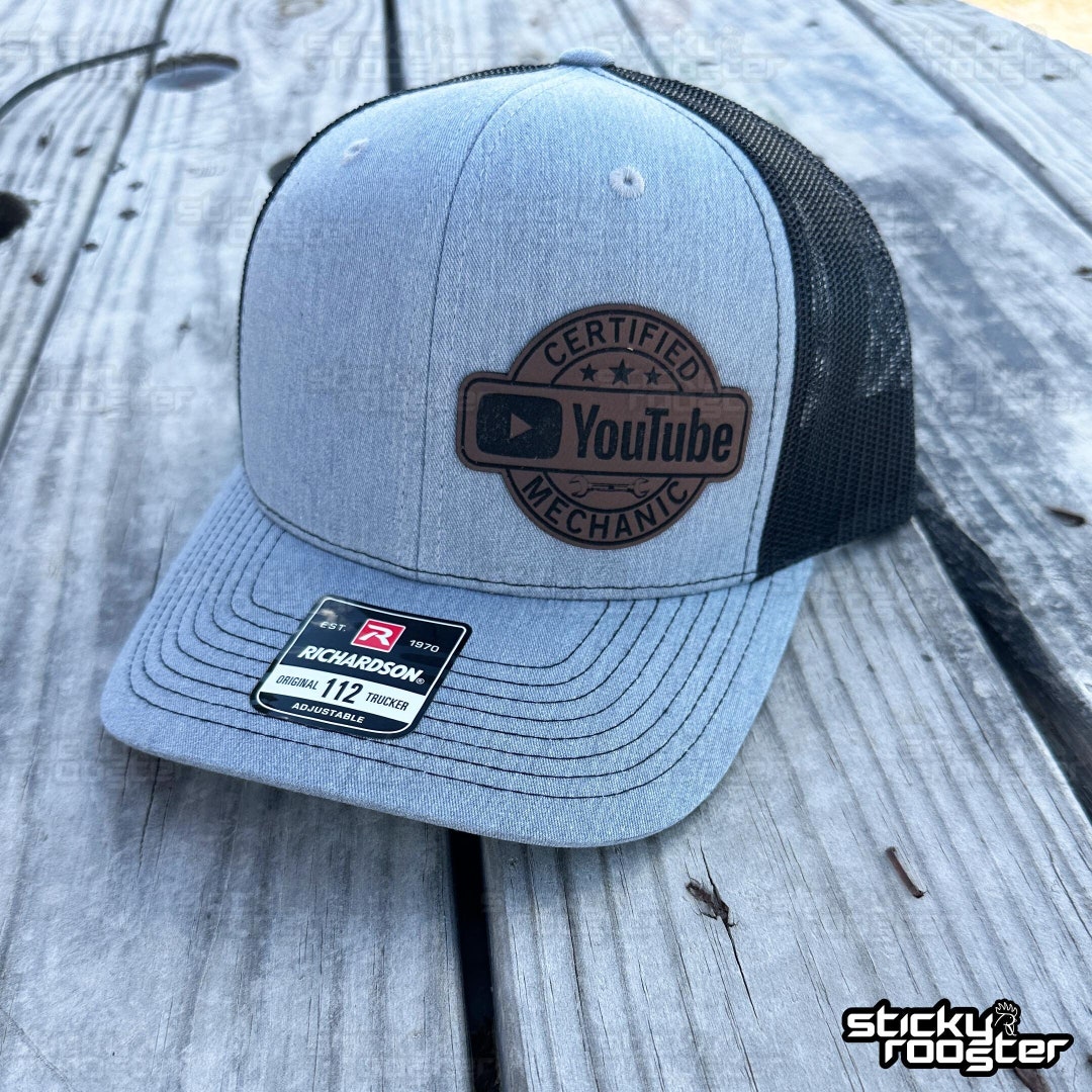 Certified Youtube Mechanic Leather Patch Hat - Funny and Cool Cap! - Etsy