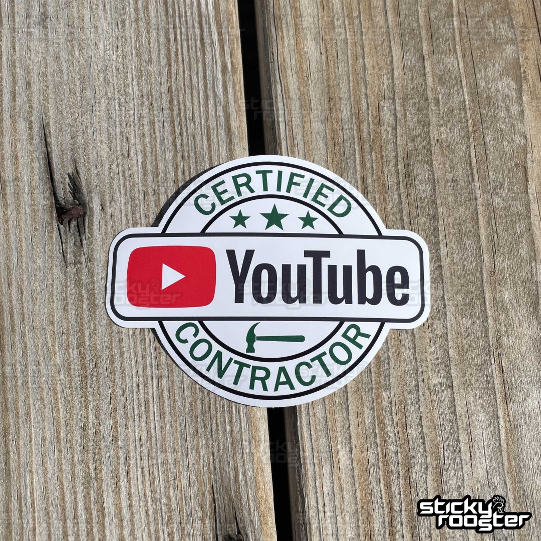 Certified Youtube Contractor Sticker - FREE Shipping - Multiple Sizes ...