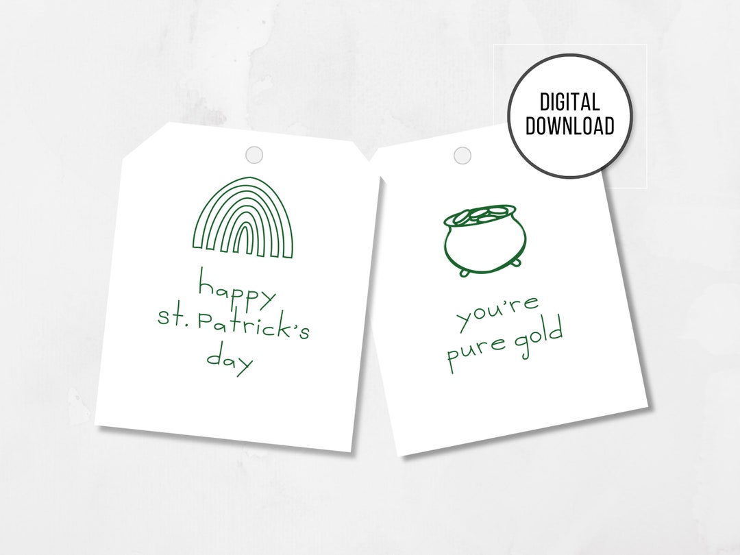 Printable Shamrock Gift Tags, St. Patrick's Day Favor Labels (digital ...