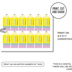 Editable Pencil Teacher Appreciation Week Gift Tag, Pencil Thank You ...