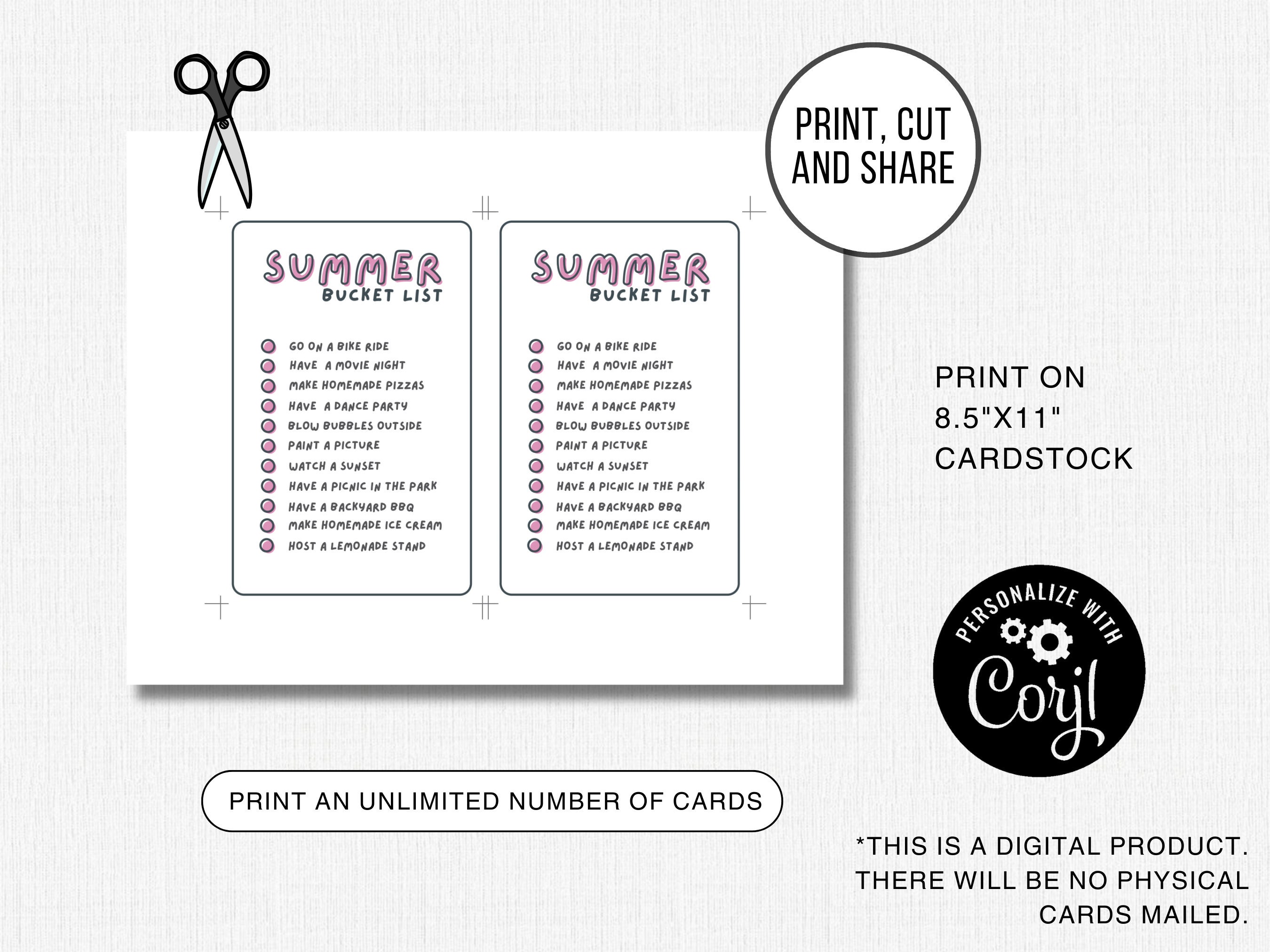 Editable Summer Bucket List, Kids Summer to Do List, Printable Summer ...