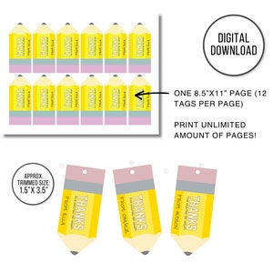 Editable Pencil Teacher Appreciation Week Gift Tag, Pencil Thank You ...