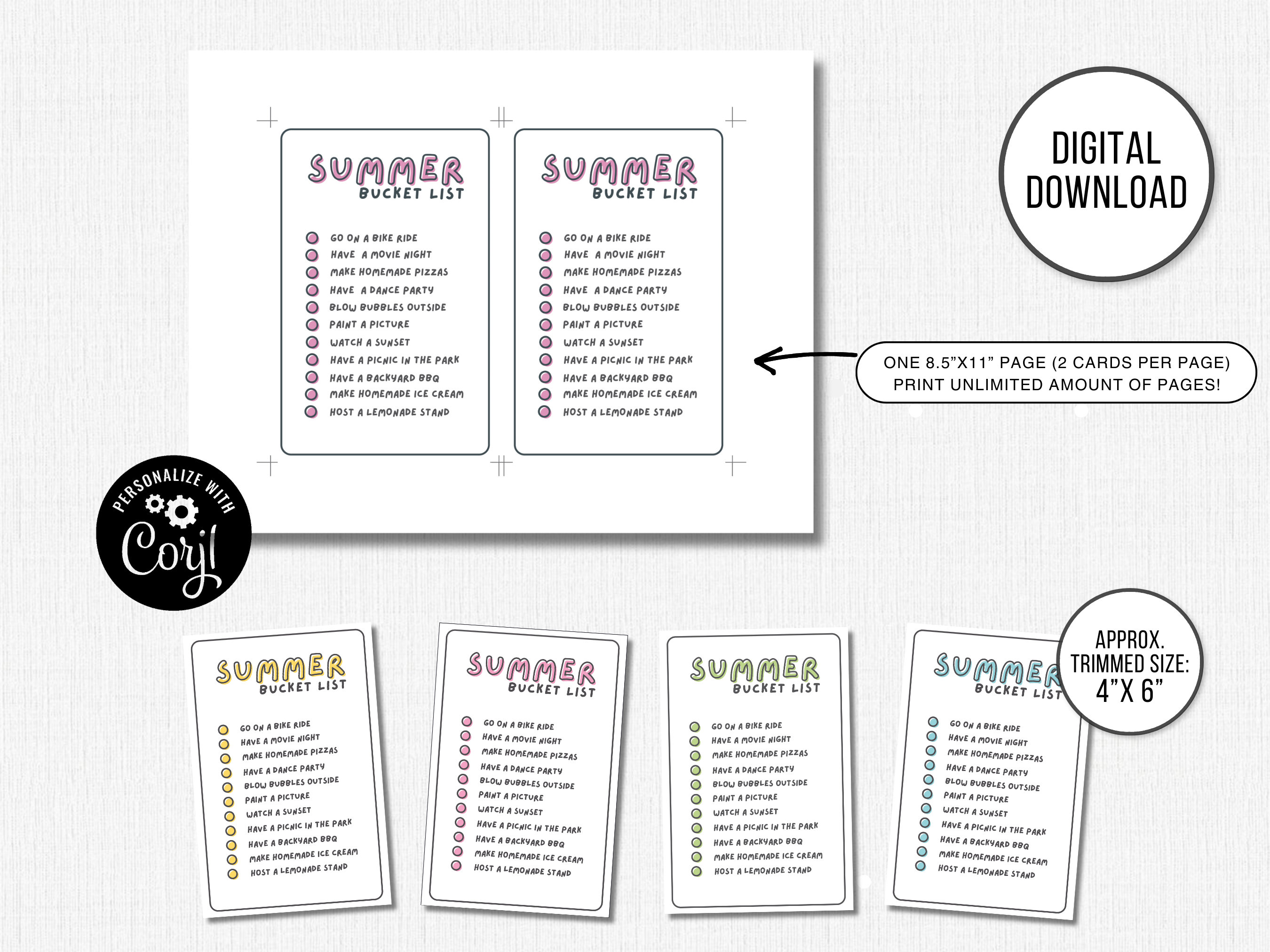 Editable Summer Bucket List, Kids Summer to Do List, Printable Summer ...