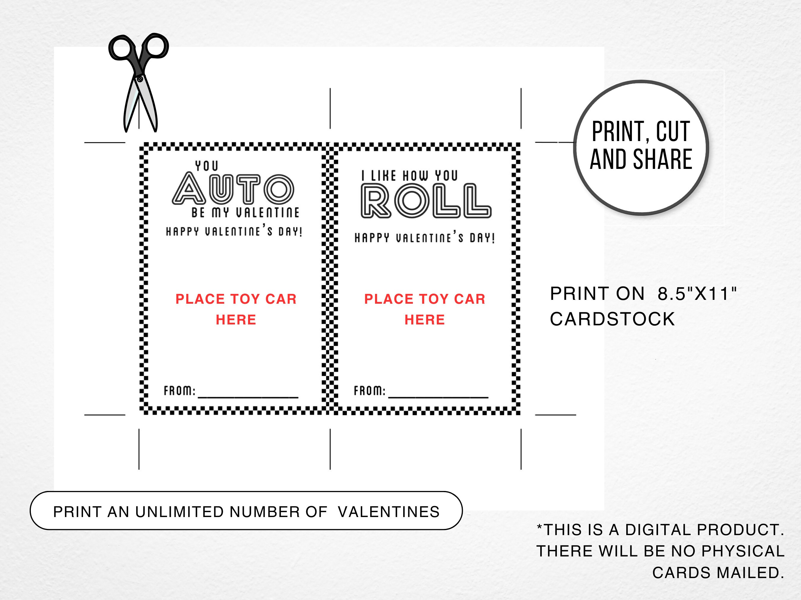 Printable Race Car Valentines Day Cards, Classroom Valentine’s Day ...