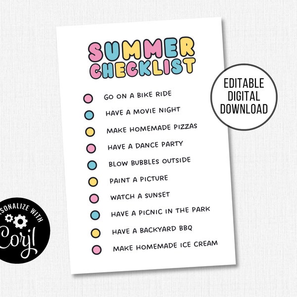 Summer Bucket List Printable - Etsy